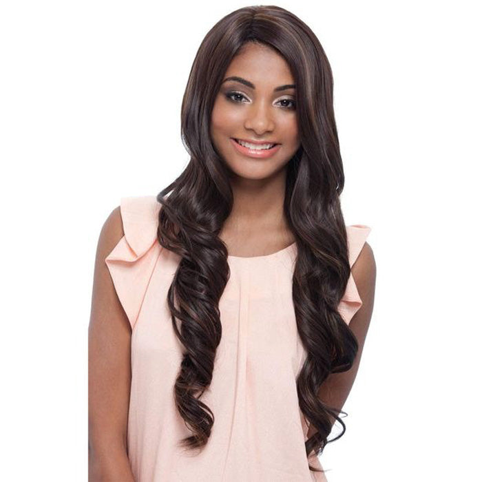 Janet Collection Synthetic Natural Super Flow Lace Front Wig Deep Part ...