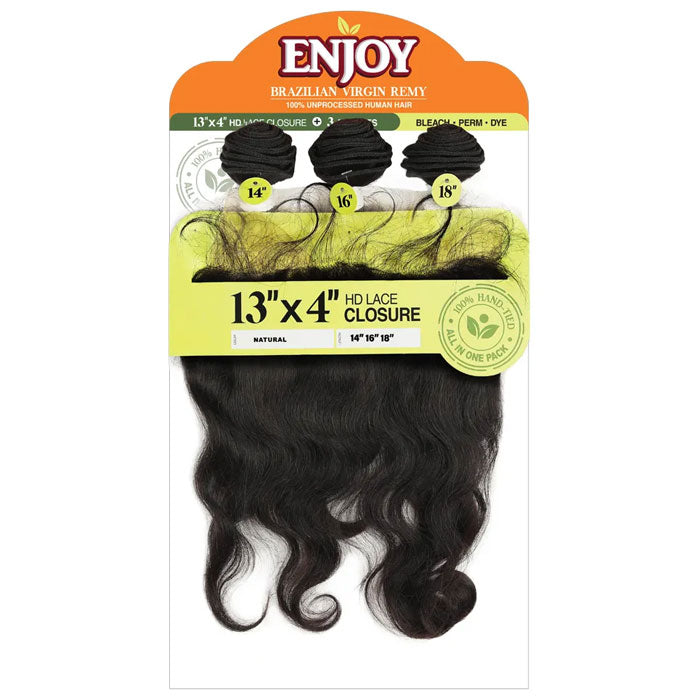 Zury Sis ENJOY 100% Human Hair Weave 10"-20" + 13x4 HD Lace Closure ...